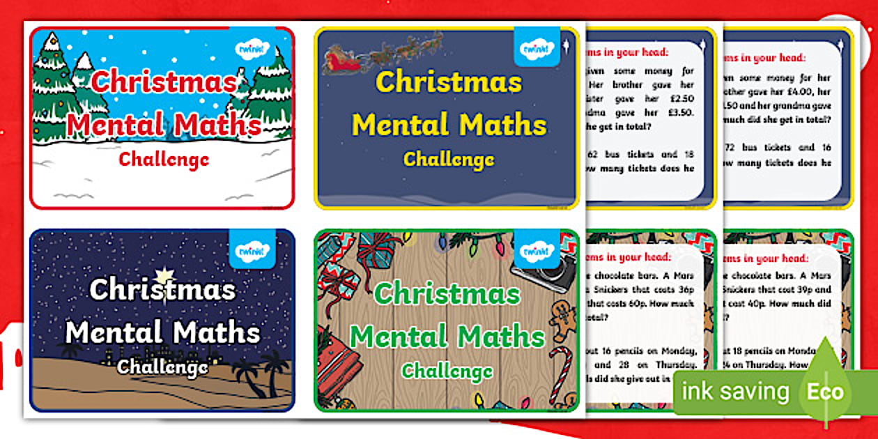 Higher Ability Christmas Mental Maths Challenge Cards