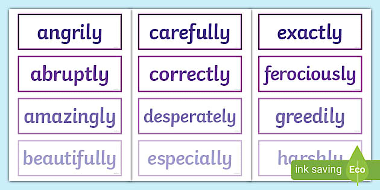 Adverb Word Cards (Teacher-Made) - Twinkl