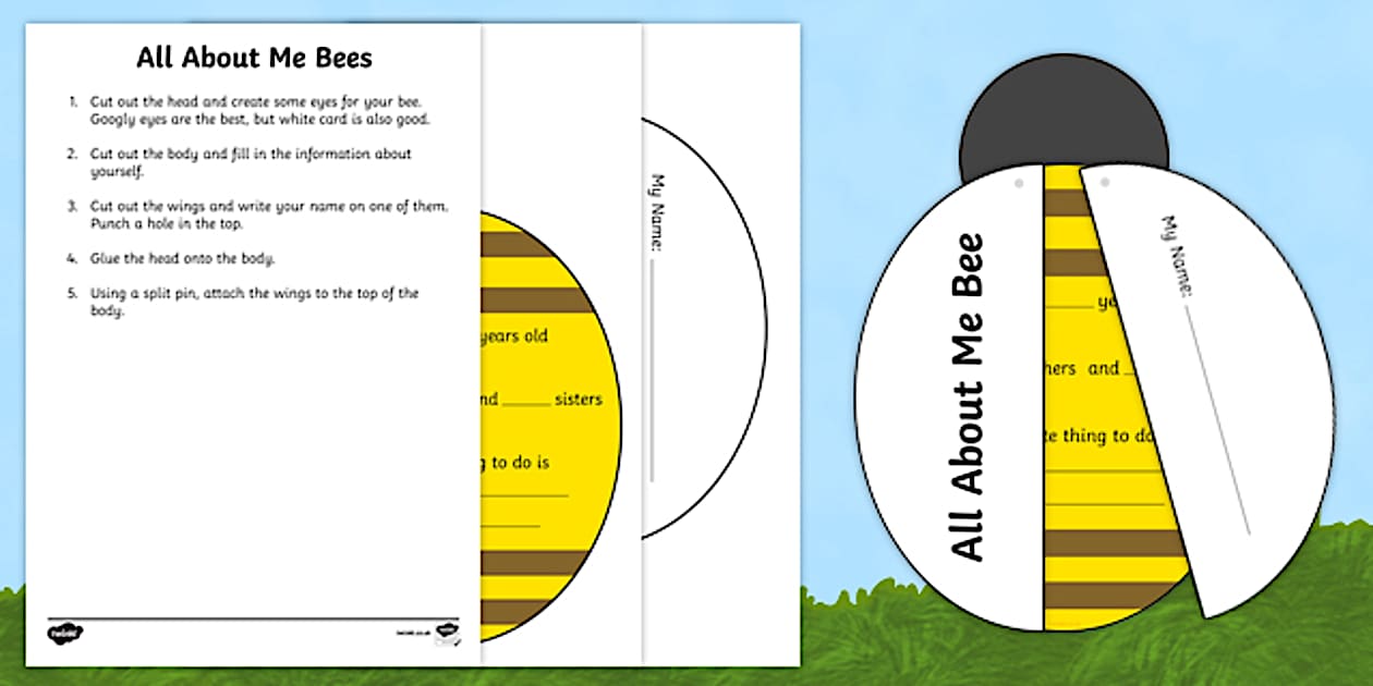 Editable Busy Bee All About Me Craft Instructions - Twinkl