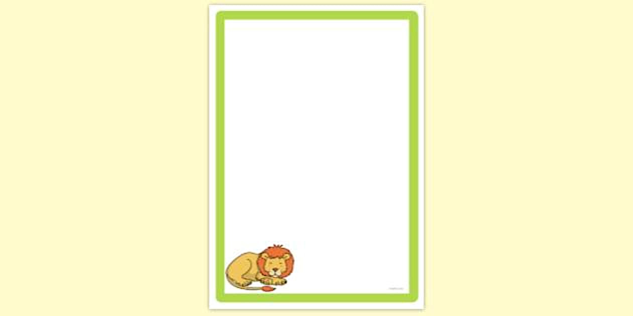 Simple Blank Golden Lion Page Border | Page Border - Twinkl