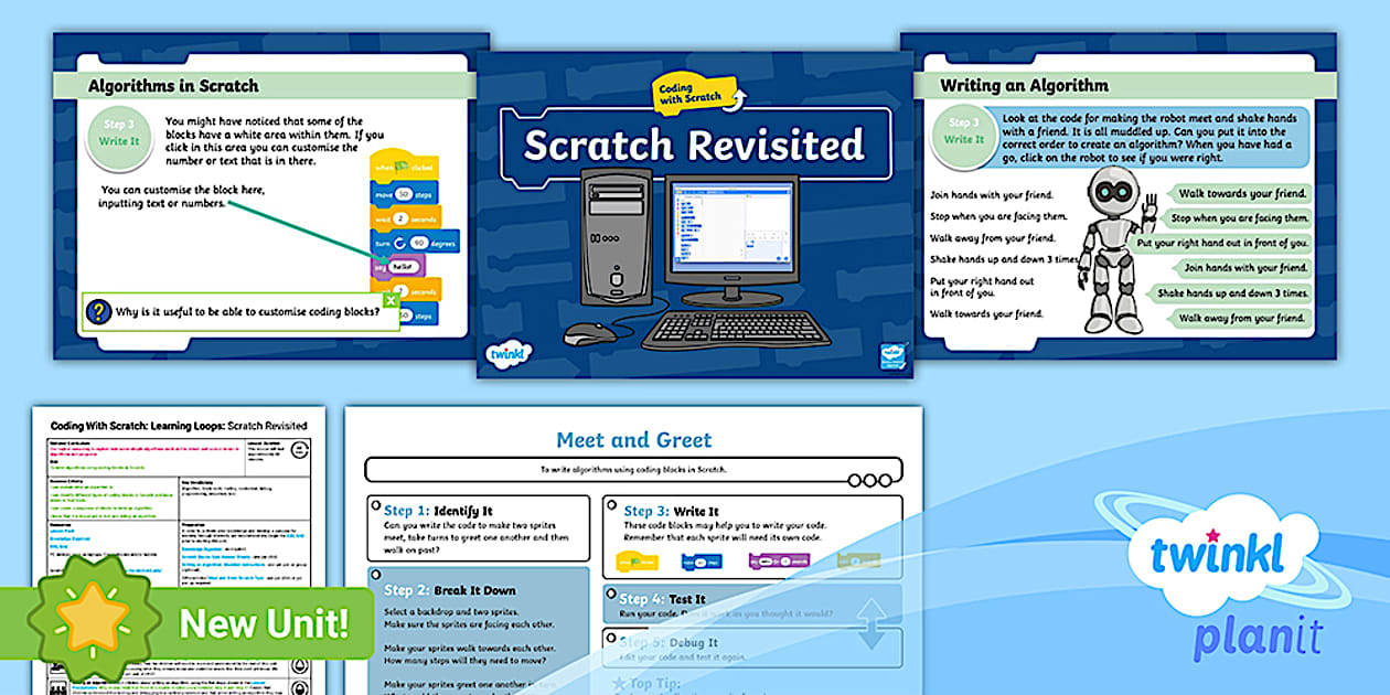 Loops in Scratch - Learning Loops Year 3 Lesson 1 - Twinkl