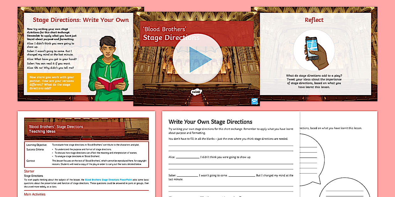 GCSE Stage Directions Lesson Pack to Support Teaching on 'Blood ...