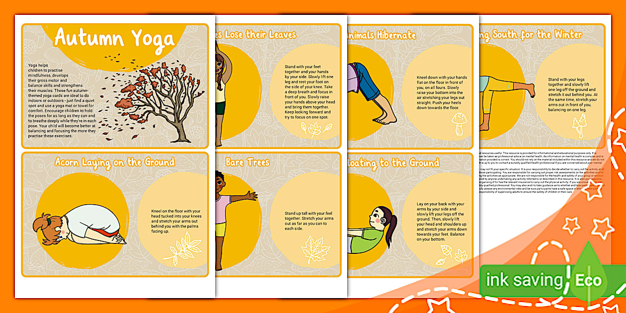 Autumn Yoga Cards (Teacher-Made) - Twinkl