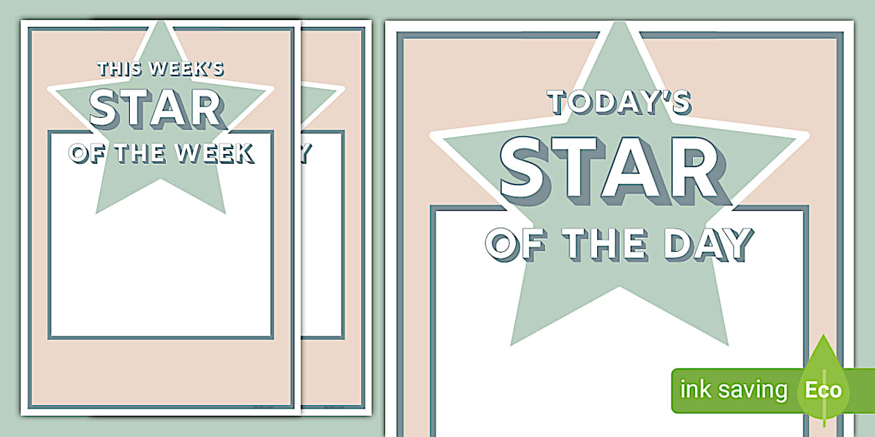 3D Effect Themed Star of the Day & Week Display Posters