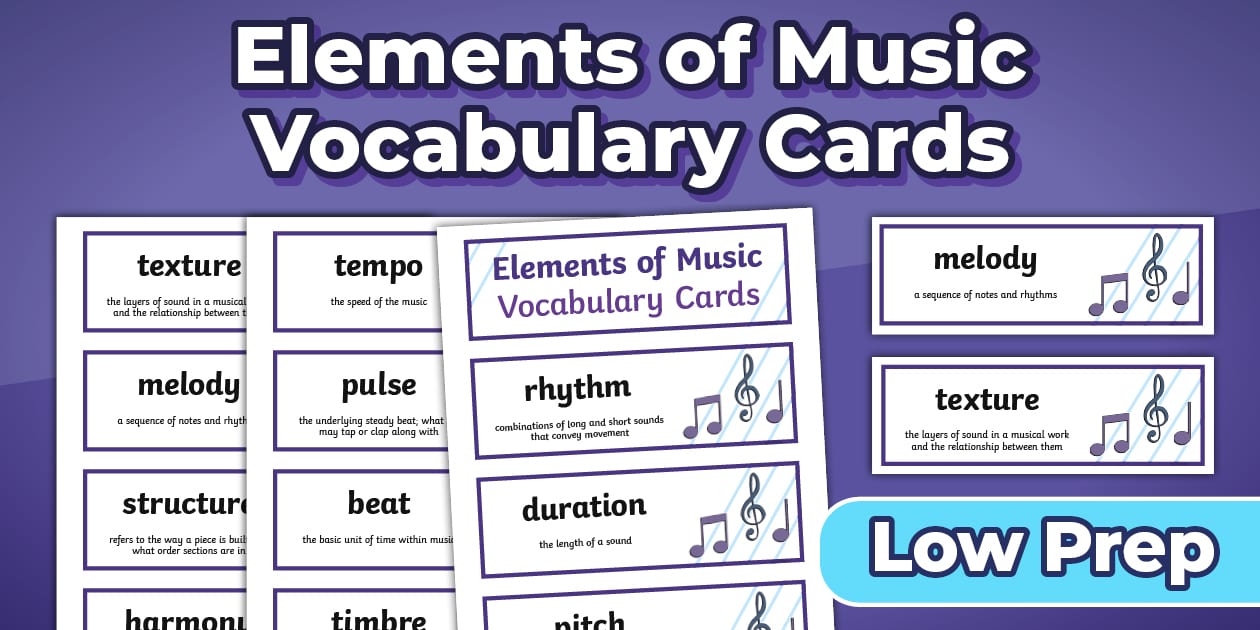 Elements Of Music Vocabulary Cards