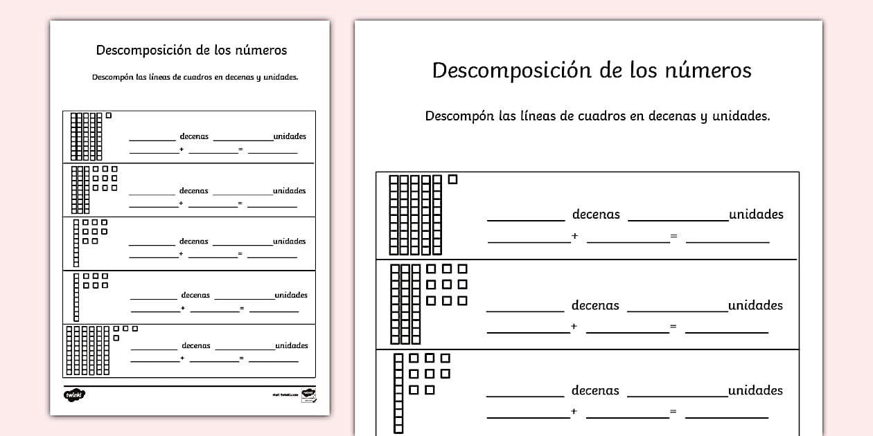 Ficha de actividad: Descomposición de números - Twinkl