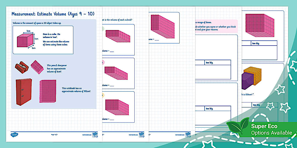 Measurement: Estimate Volume (Ages 9 - 10) - Twinkl
