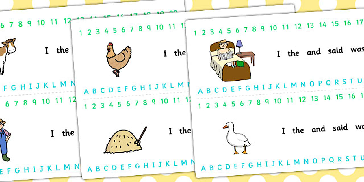 Cursive Farmer and Duck Combined Number and Alphabet Strips