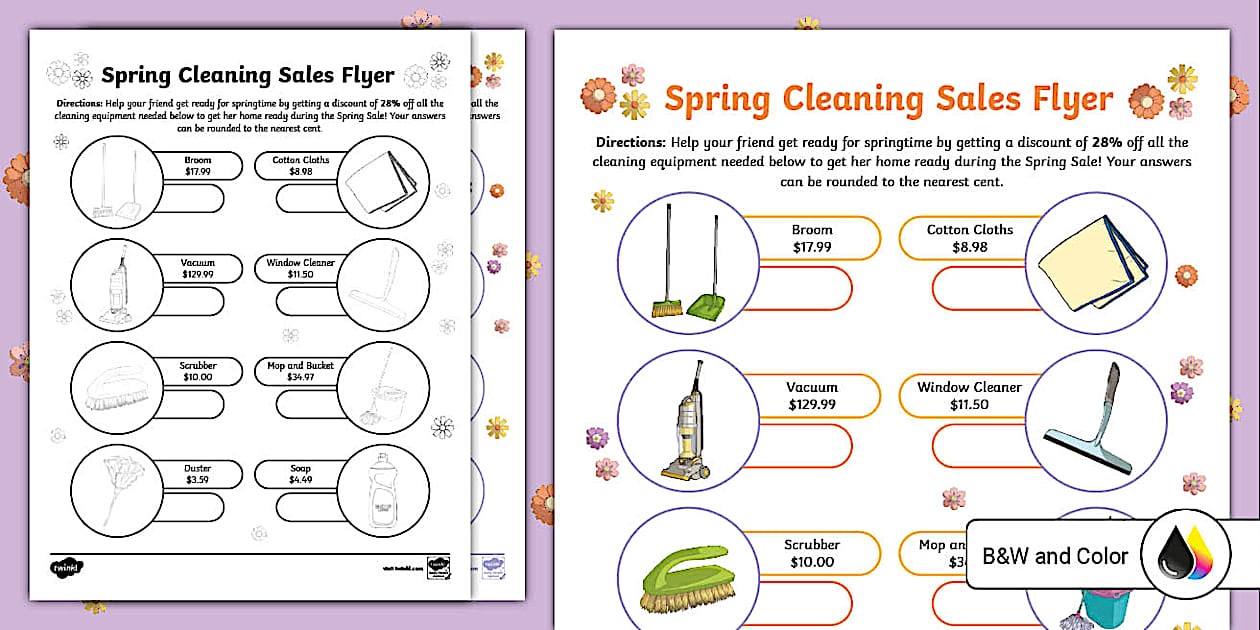 Seventh Grade Spring Cleaning Sales Flyer Worksheet - Twinkl