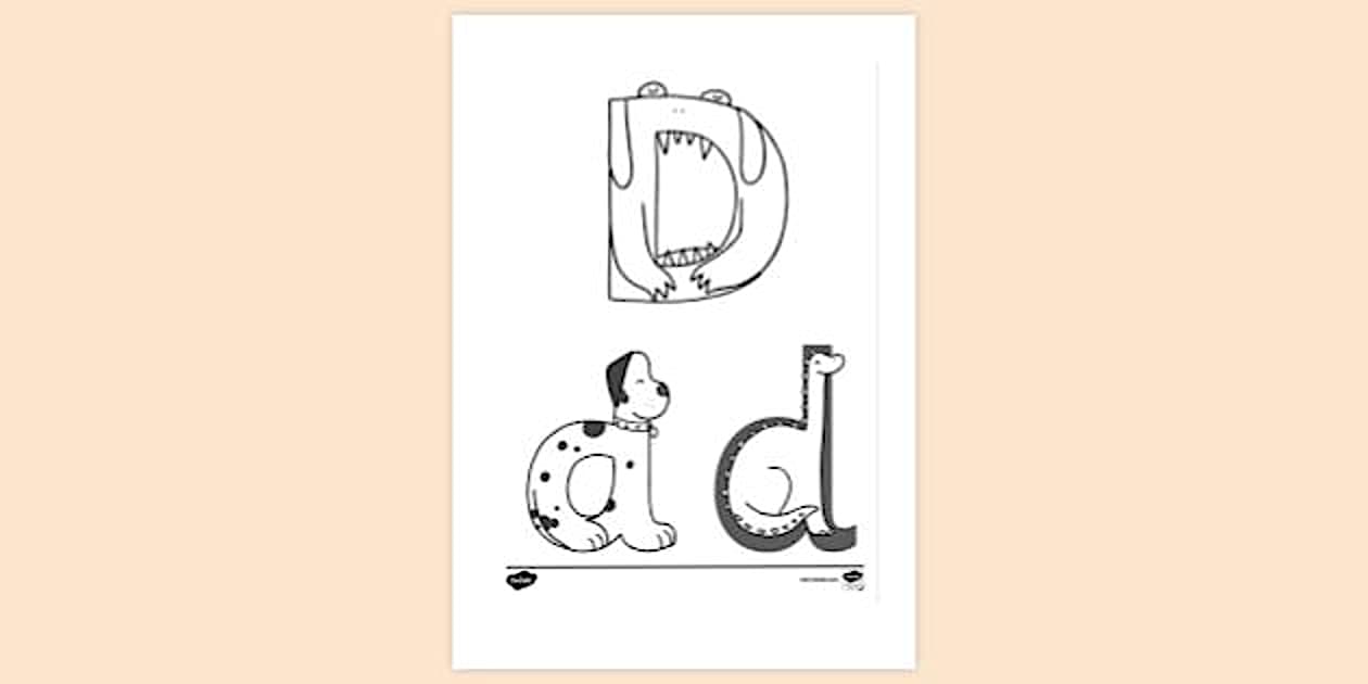 D Colouring Page | Colouring Sheets (teacher made) - Twinkl