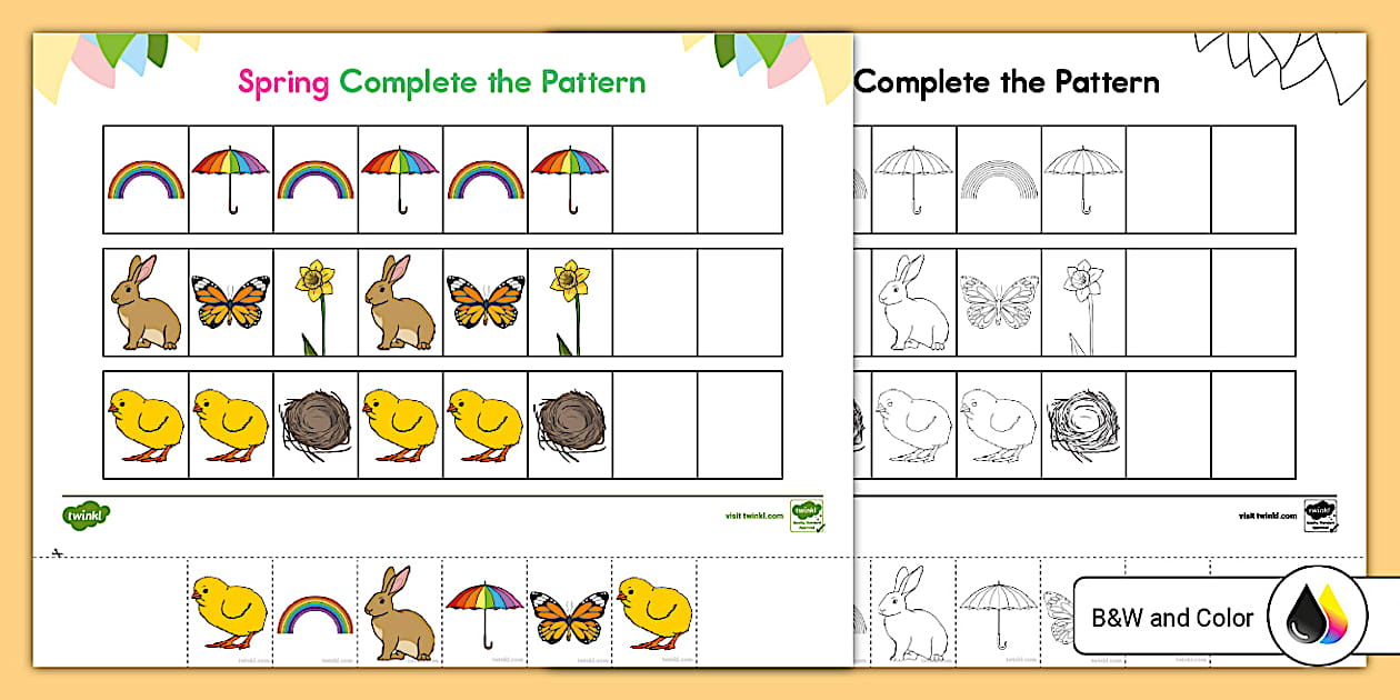 Spring Pattern Worksheet | Math Resource | Twinkl USA