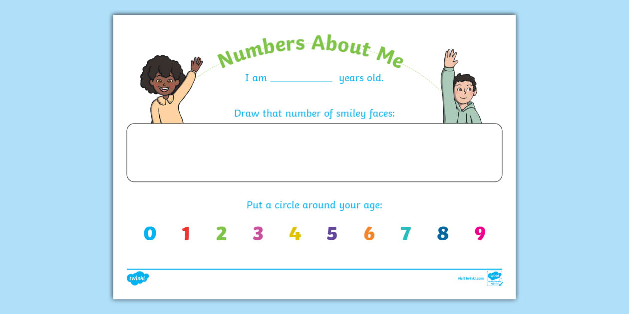 Kindergarten Numbers about Me Worksheet / Worksheet - Twinkl