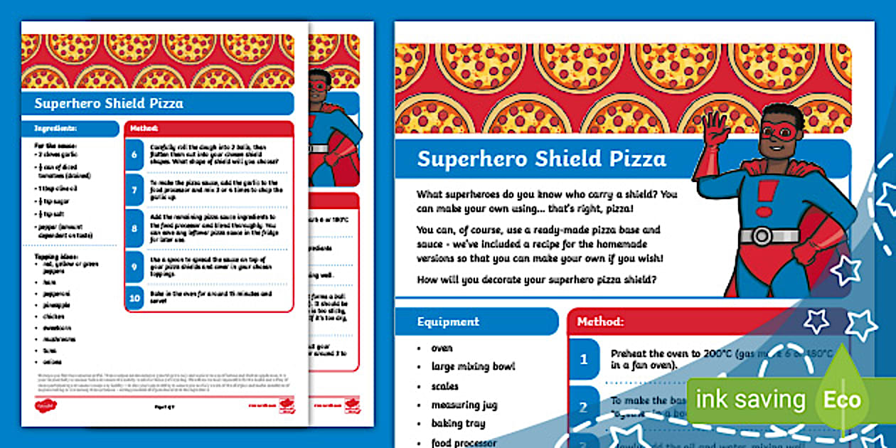 Superhero Pizza Shield Recipe (teacher made) - Twinkl