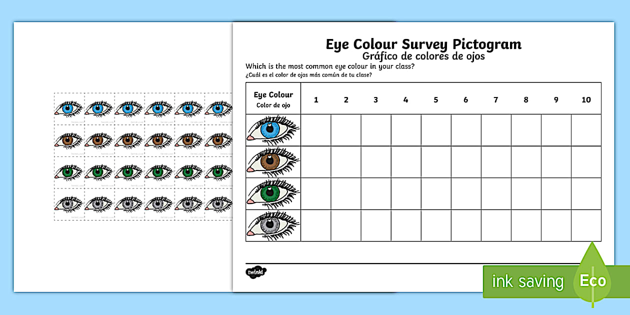 Eye Colour Survey Pictogram Worksheet / Worksheet English/Spanish