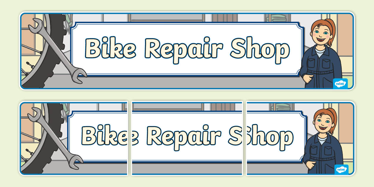 Bicycle Repair Shop Role Play Display Banner - Twinkl