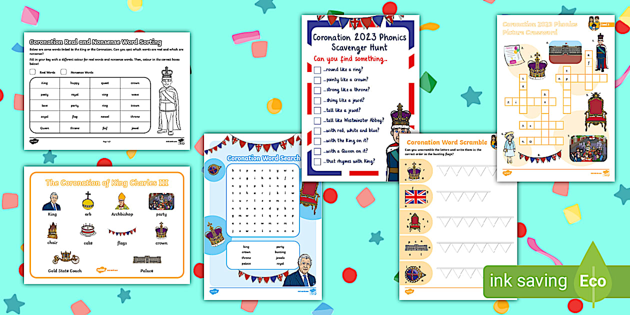 Phonics Coronation Bumper Activity Pack - Level 5 - Twinkl