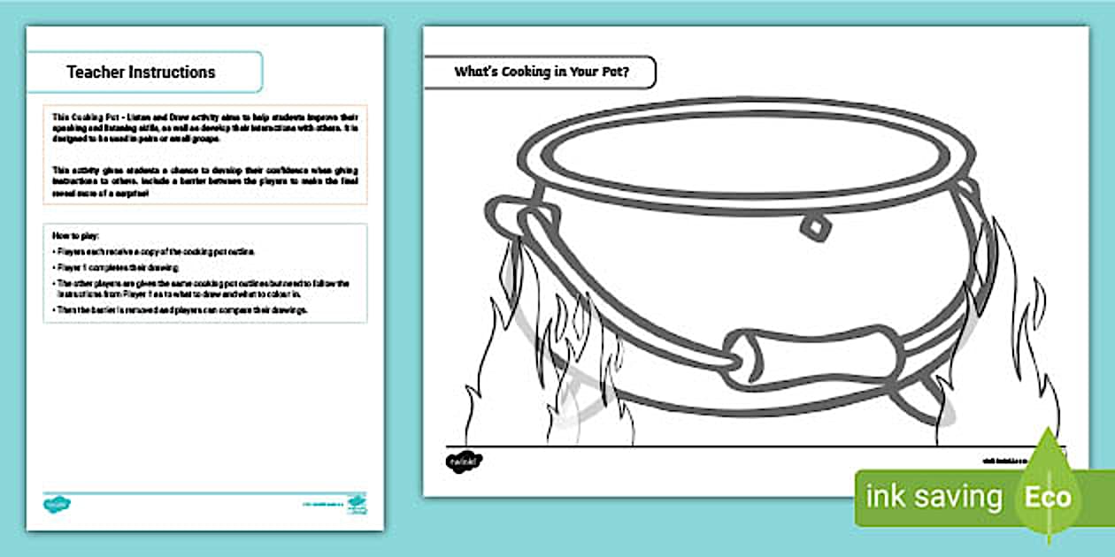Cooking Pot - Listen and Draw (teacher made) - Twinkl