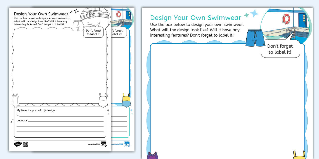 Design Your Own Swimwear Worksheet (teacher made) - Twinkl