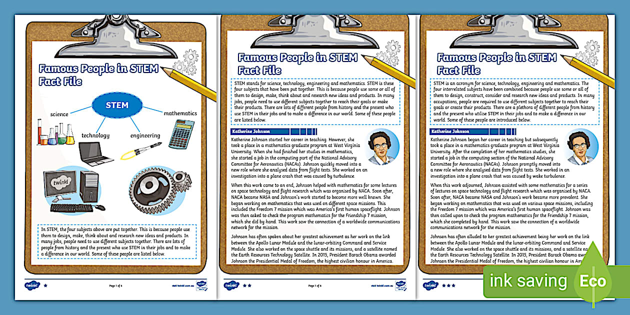 Famous People in STEM Differentiated Fact File