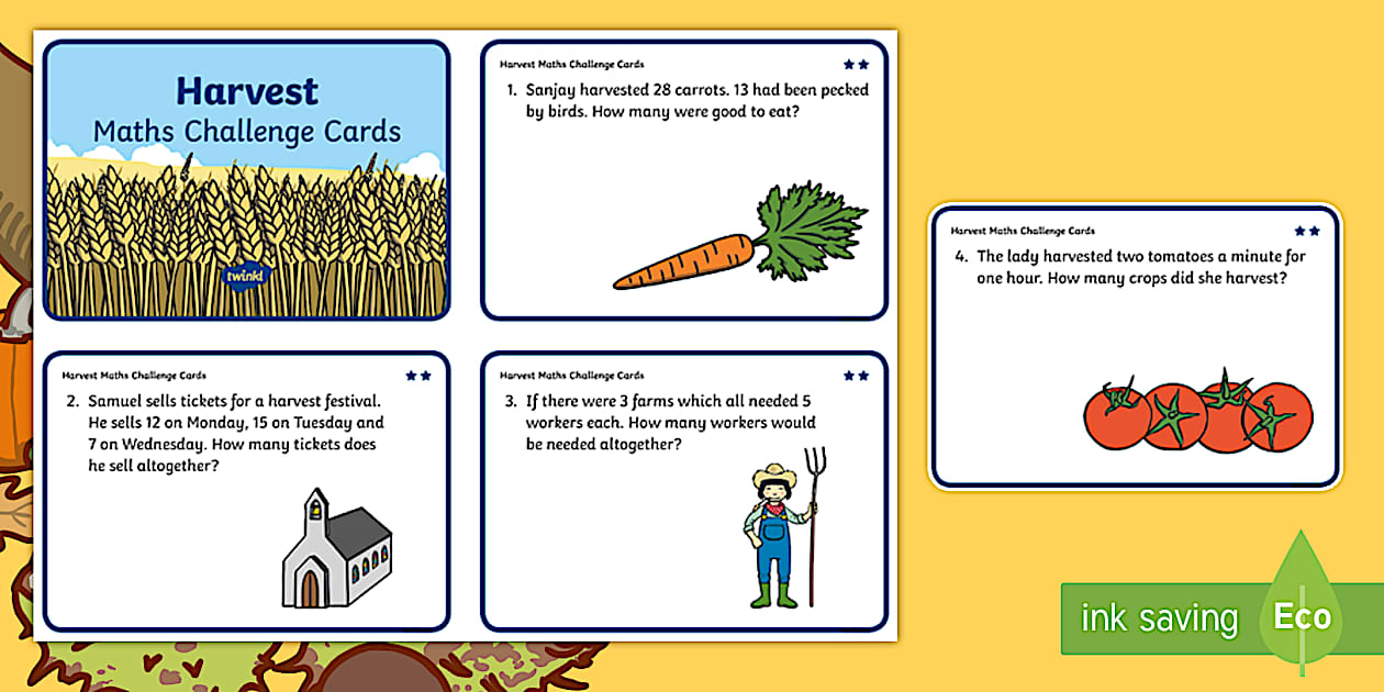 KS1 Harvest Maths Differentiated Challenge Cards - Twinkl