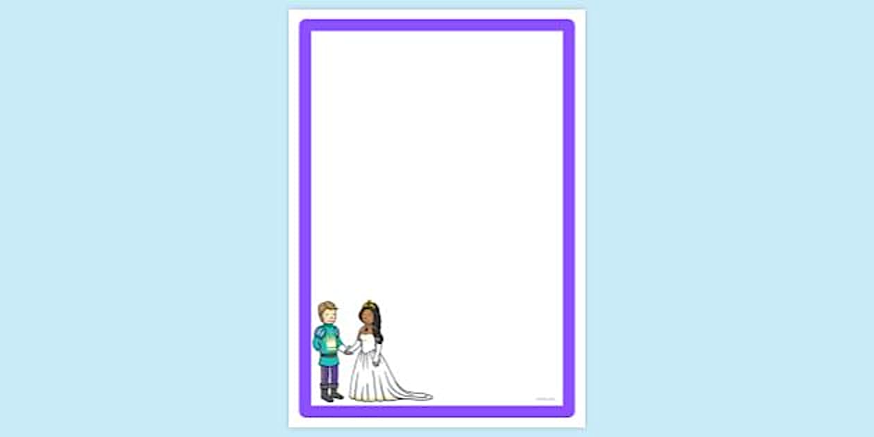 Simple Blank Prince And Princess Getting Married Page Border