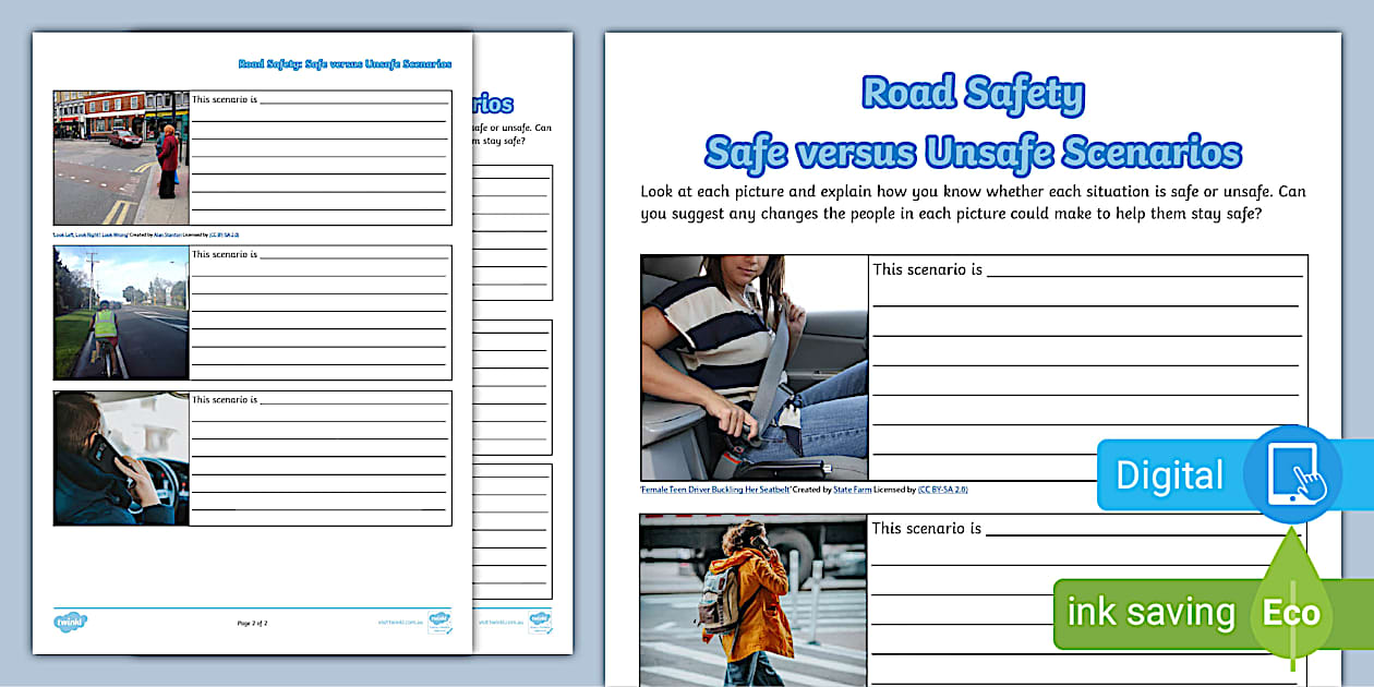 Road Safety: Safe versus Unsafe Scenarios Activity - Twinkl
