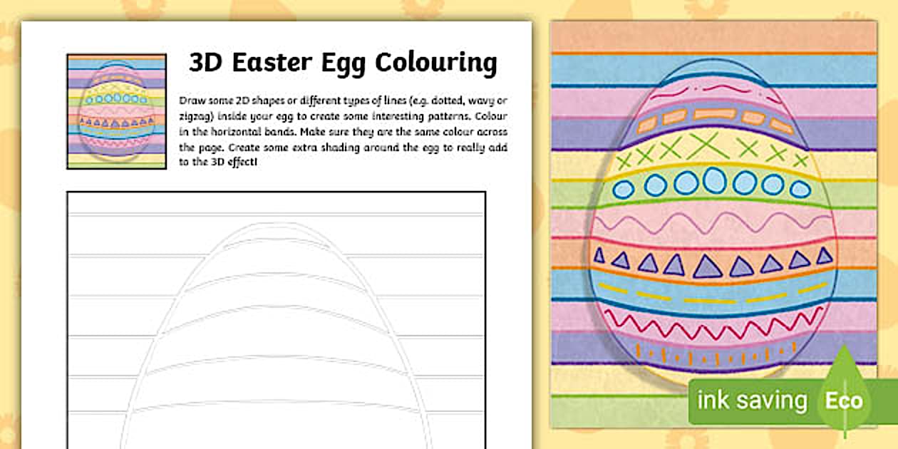3D Easter Egg Colouring Page - Twinkl - KS2 (teacher made)