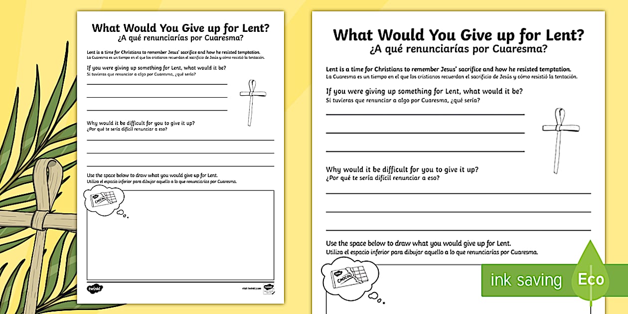 Lent Worksheet English/Spanish (teacher made) - Twinkl