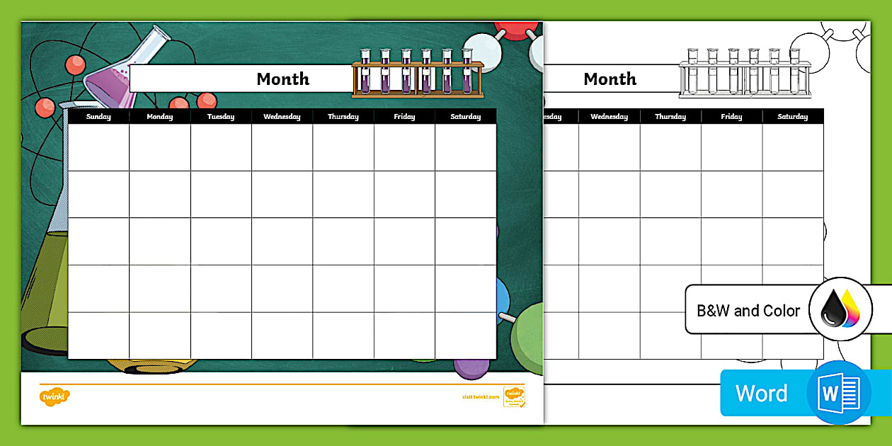 Chemistry Editable Monthly Calendar (teacher made) - Twinkl