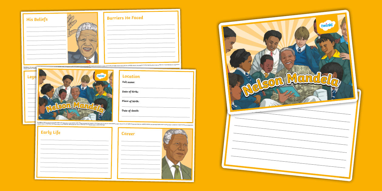 Nelson Mandela Fact Cards Template (Hecho por educadores)