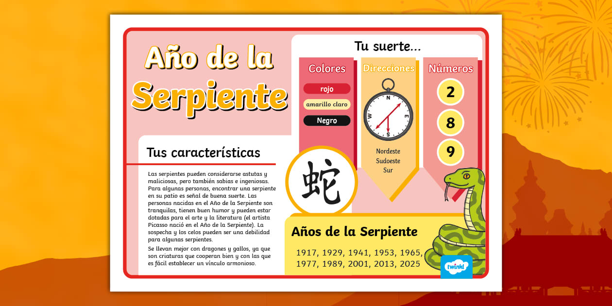 Póster: Año Nuevo chino de la Serpiente (teacher made)