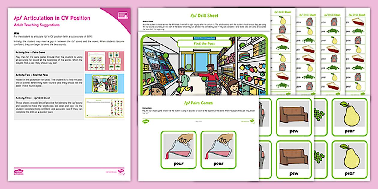 /p/ Articulation in CV Position Activity Pack (teacher made)