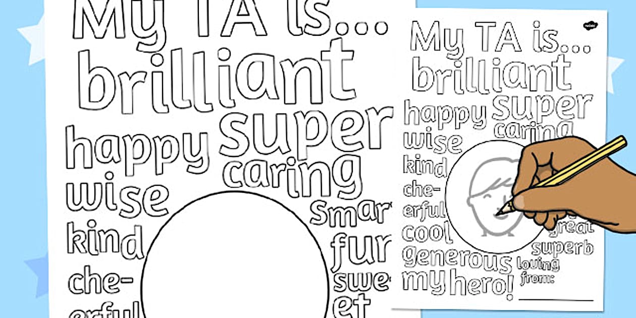 Gift to TA Describing Words Drawing and Colouring Sheet - colouring