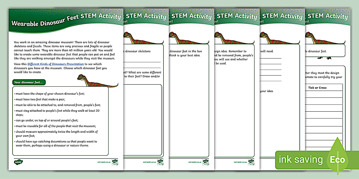 Wearable Dinosaur Feet STEM Activity | Years F-2 - Twinkl