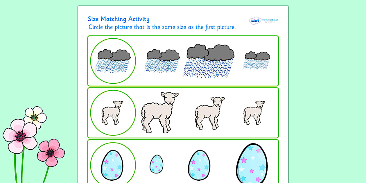 Spring Themed Size Matching Worksheet (teacher made)