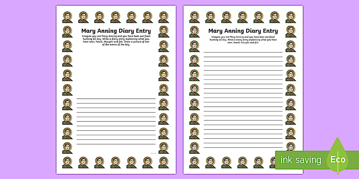 Editable Mary Anning Diary Entry Worksheet - Twinkl