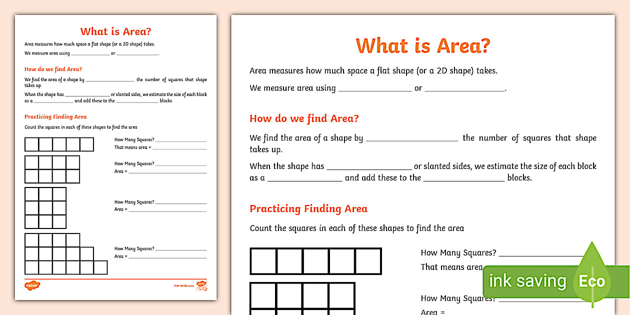 What Is Area Activity Sheet (teacher made) - Twinkl