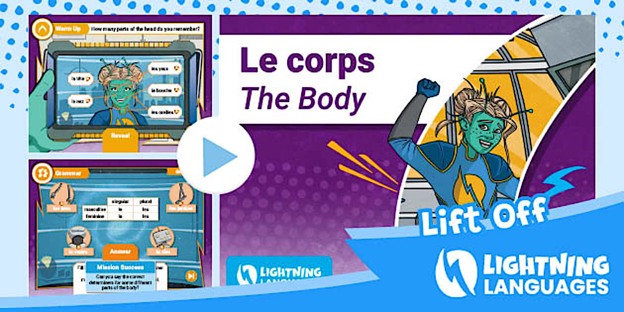 👉 Lightning Languages | French The Body PowerPoint 2 - Twinkl