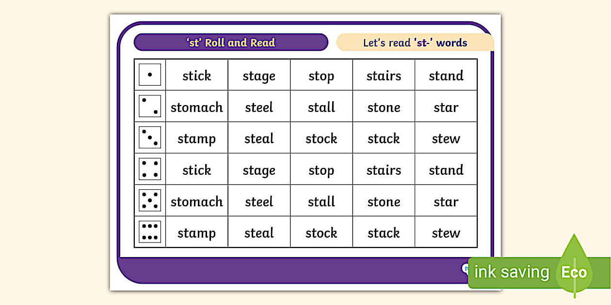 'st' Roll and Read Board Game (teacher made) - Twinkl