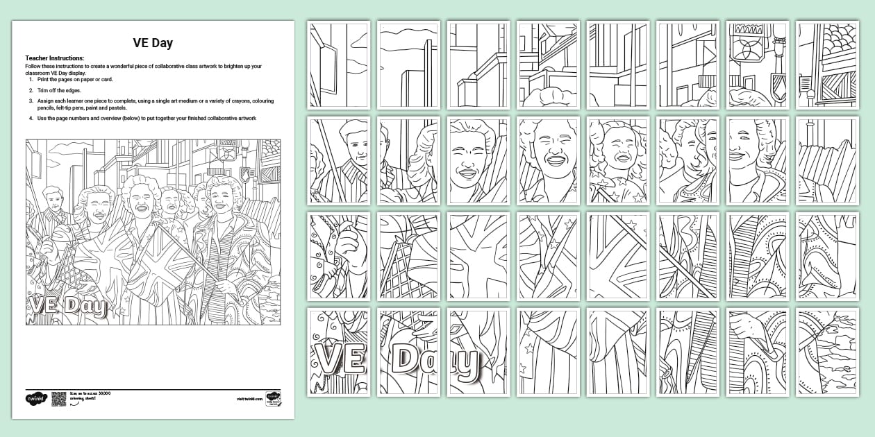 KS2 VE Day Collaborative Colouring (teacher made) - Twinkl