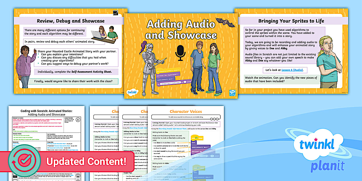 Y6: Scratch: Animated Stories: Adding Audio and Showcase