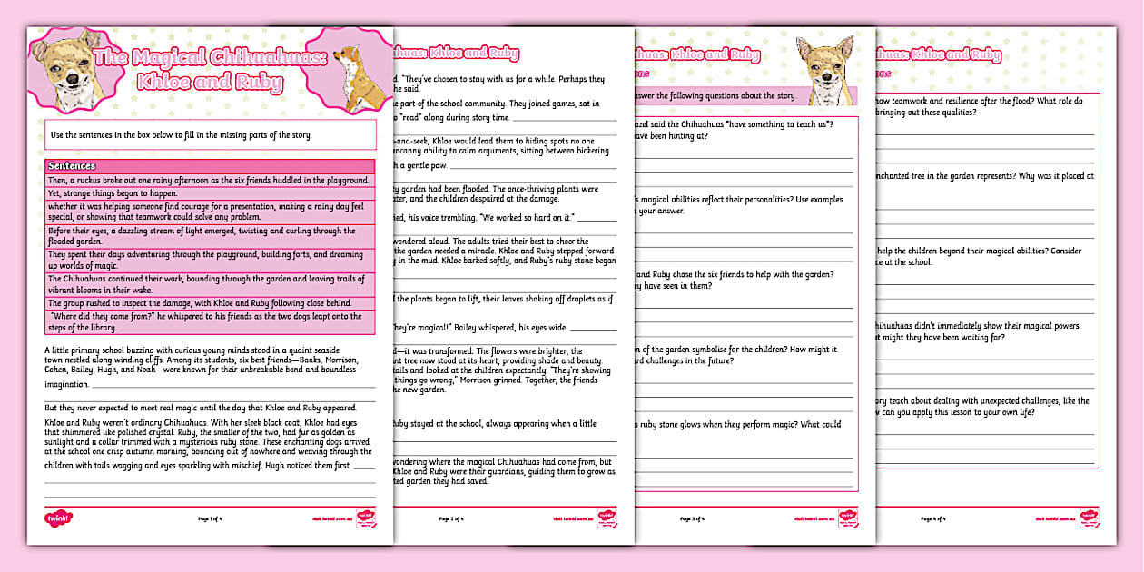 Year Five and Six Sentence Cloze and Comprehension - Twinkl