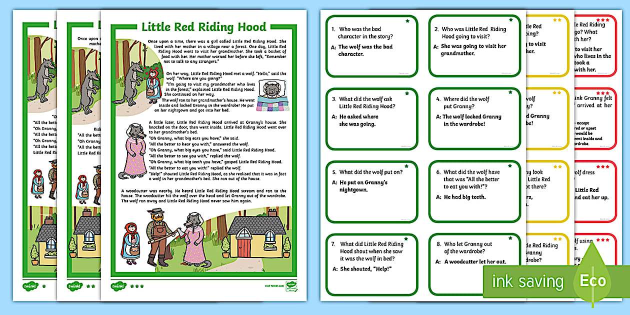 Little Red Riding Hood Differentiated Story and Comprehension Question ...