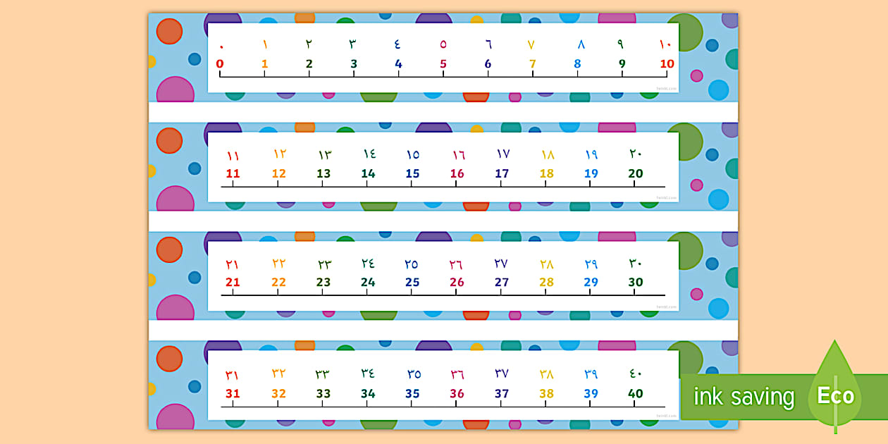 0-50 Number Line Arabic/English (teacher made) - Twinkl