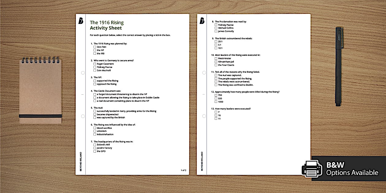 1916 Rising Activity Sheet (Teacher-Made) - Twinkl