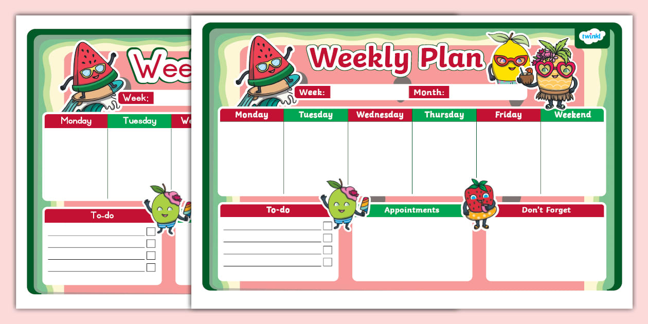 Summer Educator Weekly Display Planner (teacher made)