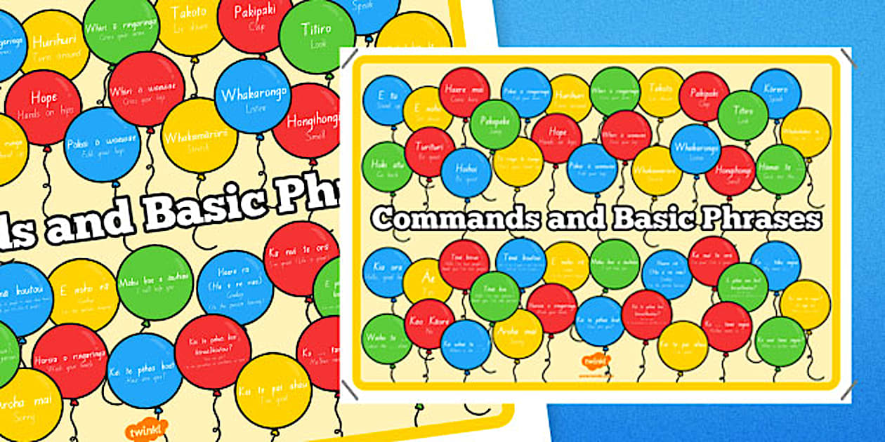 Commands and Basic Large Display Poster Te Reo Māori