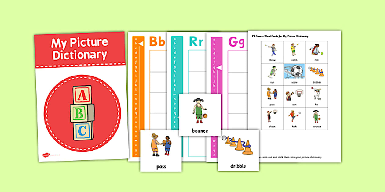 Precursive PE Games Picture Dictionary and Word Card Set