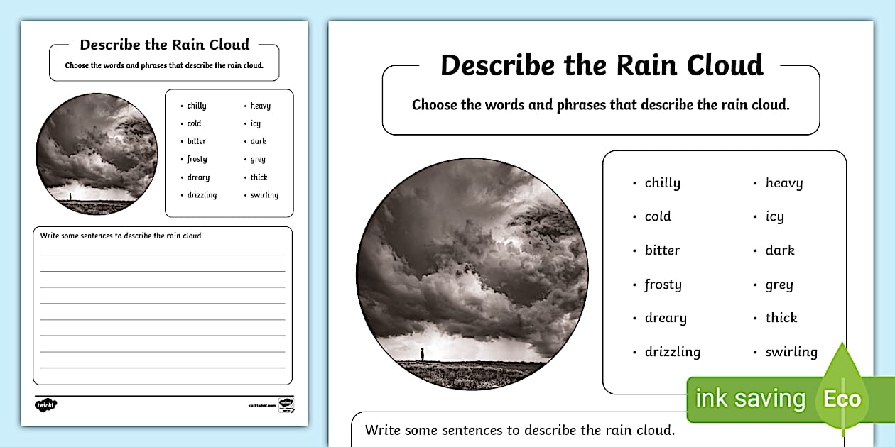 Describe the Rain Cloud (teacher made) - Twinkl