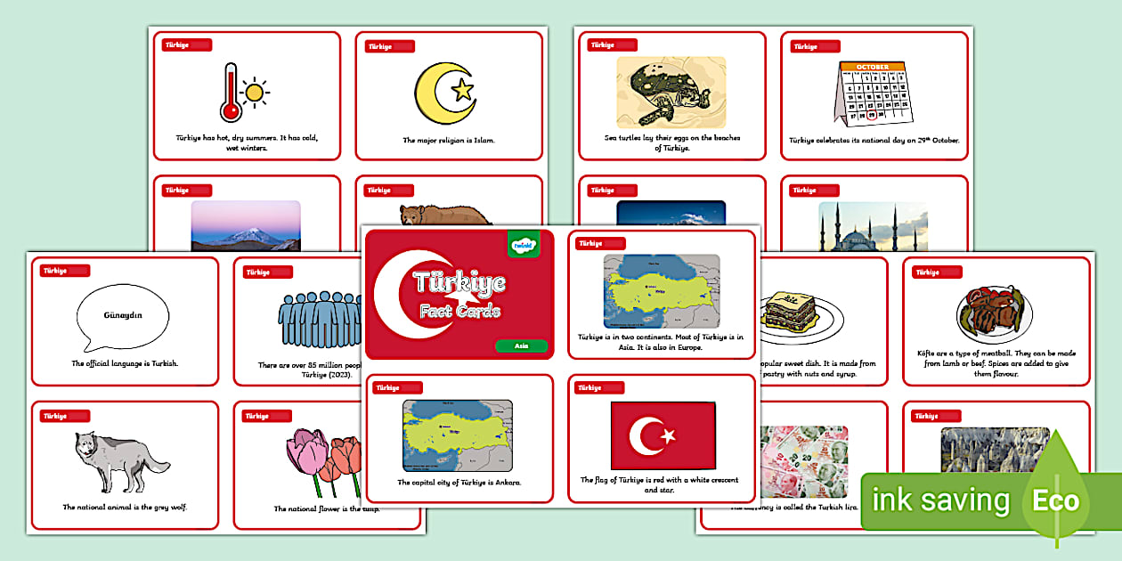 KS1 Türkiye Fact Cards - Asia - KS1 - Twinkl